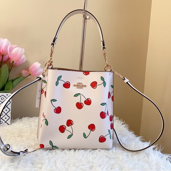 Coach | Bags | Coach Mollie Bucket 22 With Heart Cherry Print | Poshmark